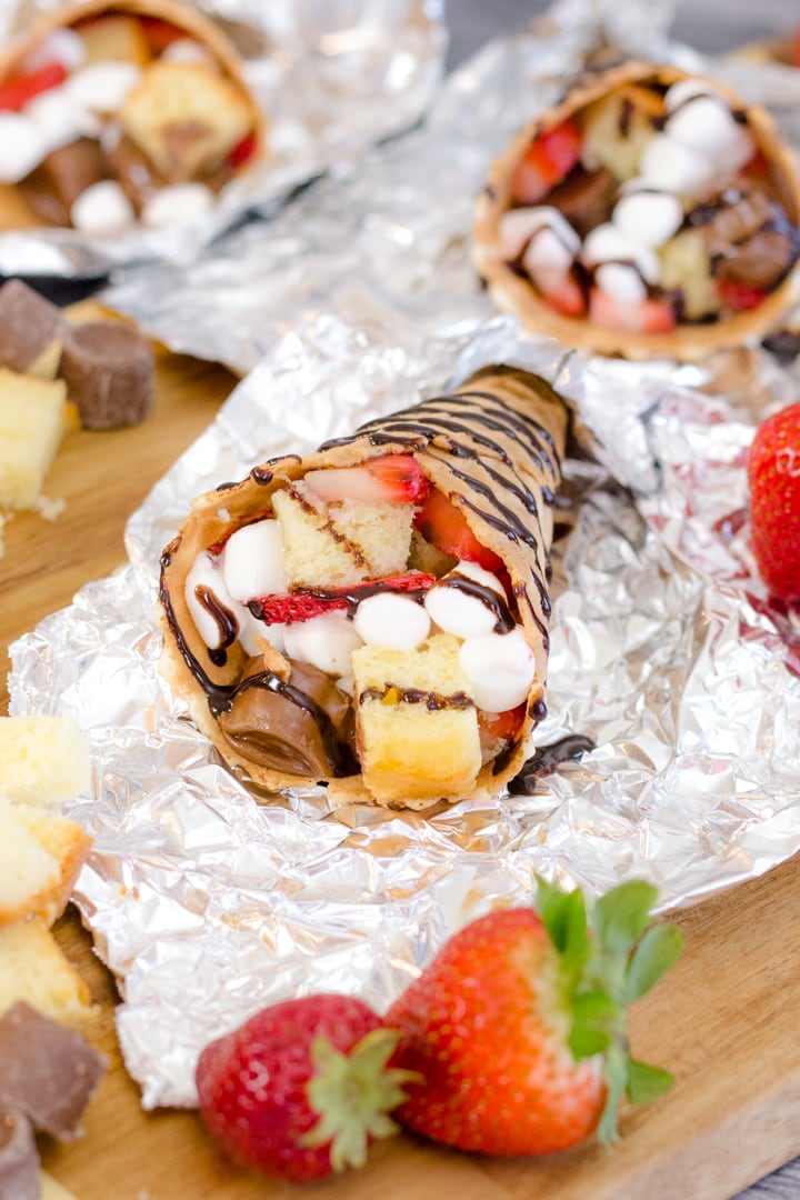 Easy Campfire Cones a Fruit Waffle Cones Dessert - Devour Dinner