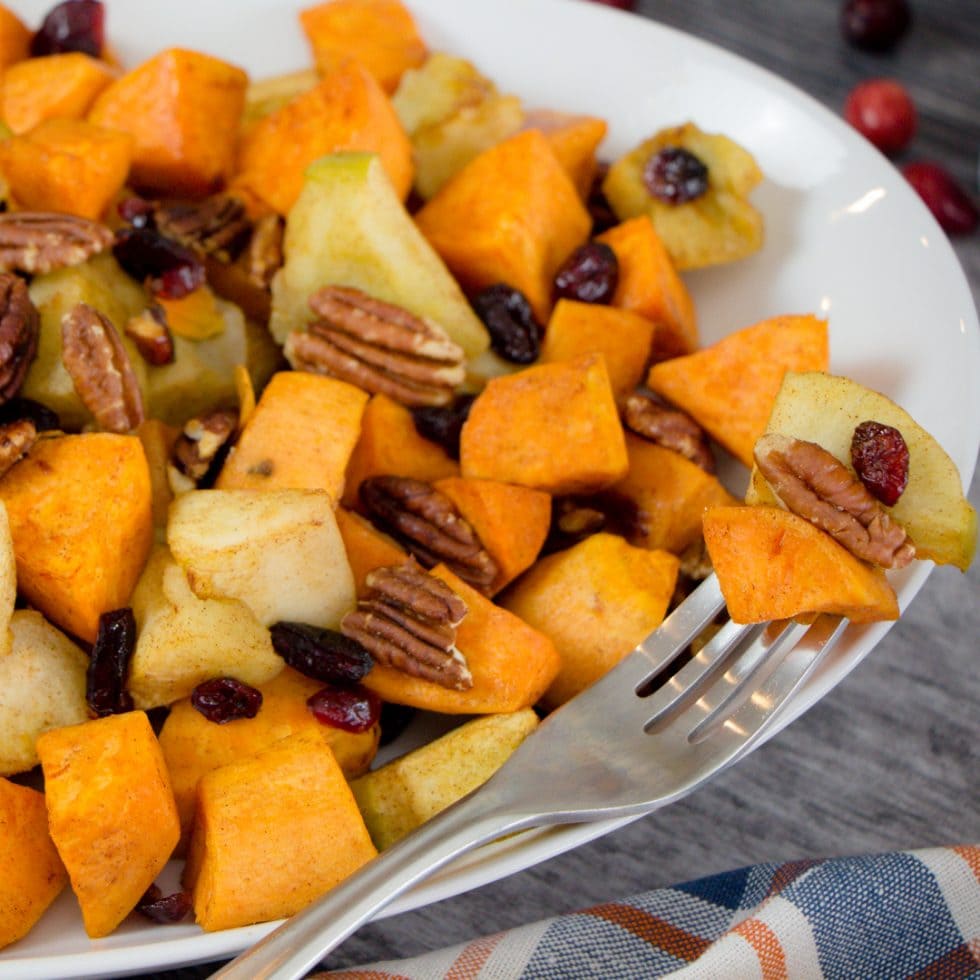 Roasted Sweet Potato and Apples w/ Pecans and Craisins - Devour Dinner